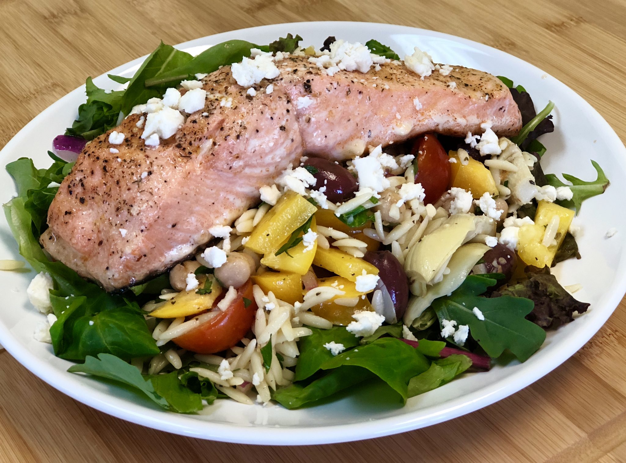 Salmon & Mediterranean Orzo - Kate's Plate