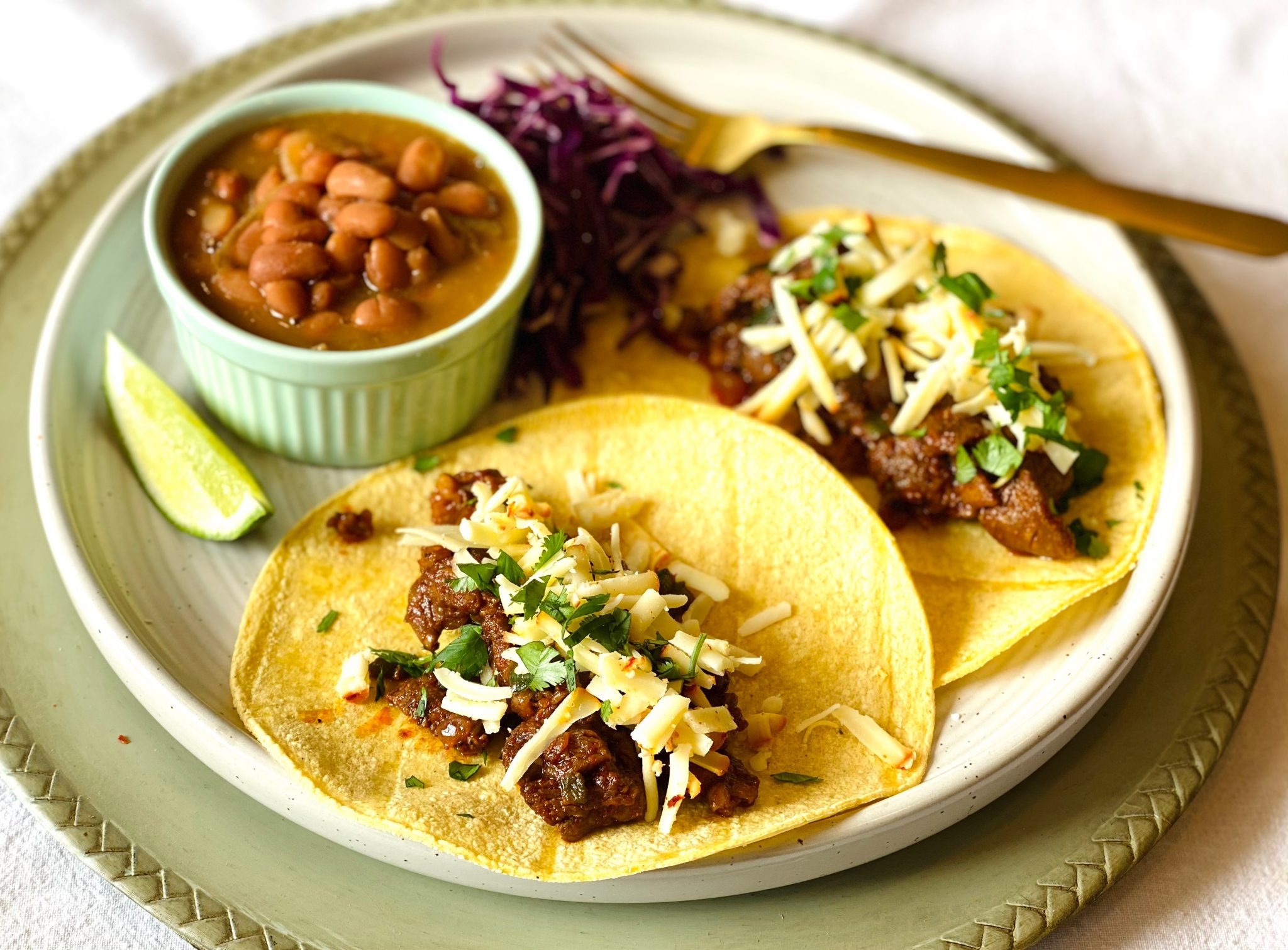 Ribeye Tacos & Drunken Beans - Kate's Plate